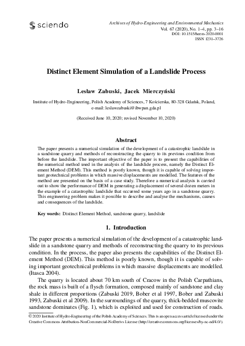 (PDF) Distinct Element Simulation of a Landslide Process