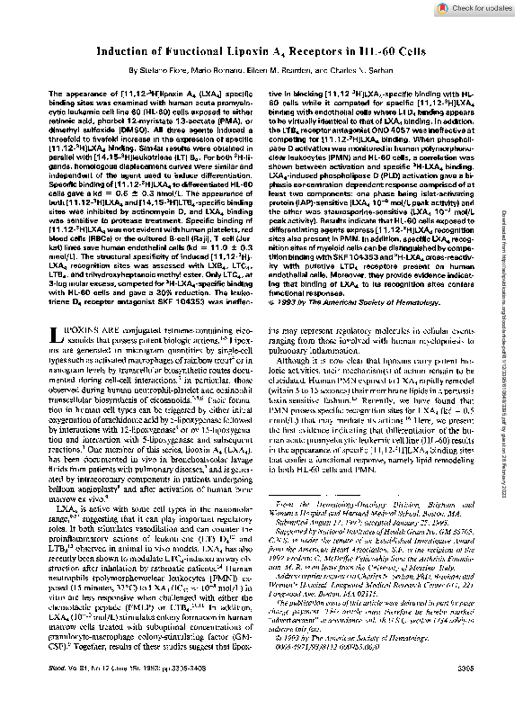 (PDF) Induction of functional lipoxin A4 receptors in HL-60 cells ...