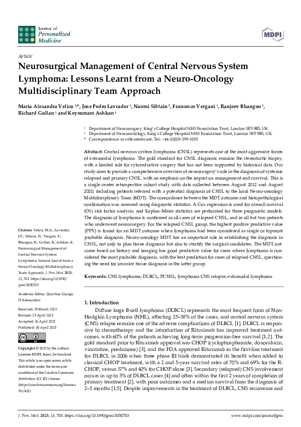 (PDF) Neurosurgical Management of Central Nervous System Lymphoma ...
