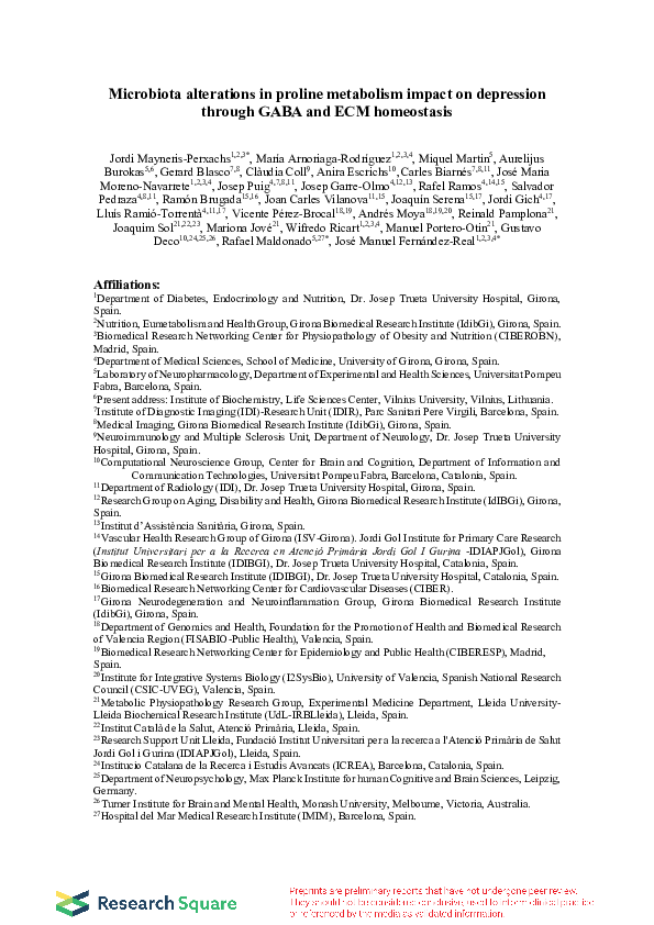 (PDF) Microbiota alterations in proline metabolism impact on depression ...