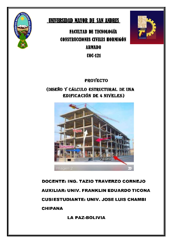 (PDF) PROYECTO FINAL HORMIGON ARMADO- CHAMBI CHIPANA JOSE LUIS