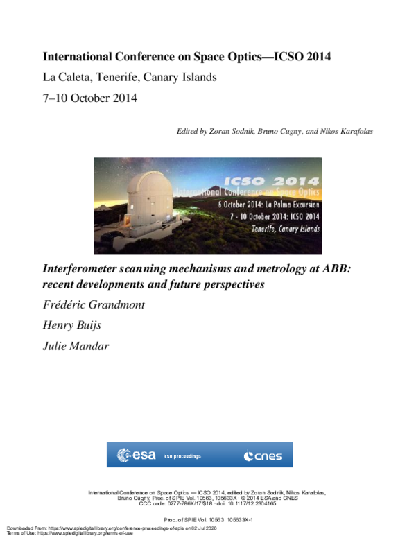 (PDF) Interferometer scanning mechanisms and metrology at ABB: recent ...