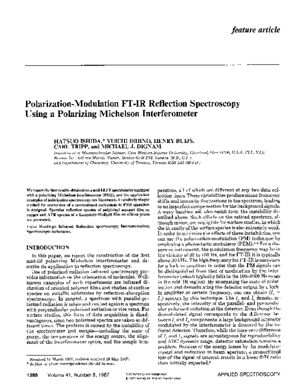 (PDF) Polarization-Modulation FT-IR Reflection Spectroscopy Using a Polarizing Michelson ...