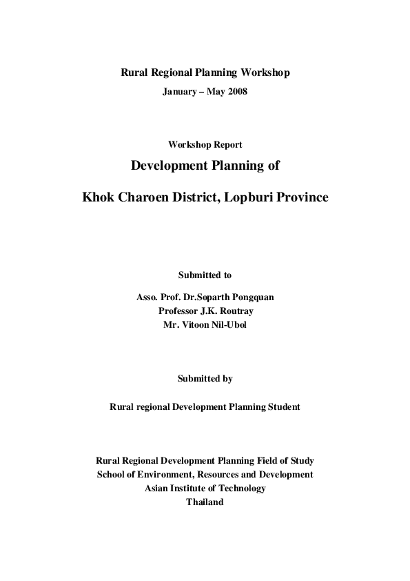 (PDF) Rural Development Planning of Khok Charoen District, Lopburi Province, Thailand: Main ...