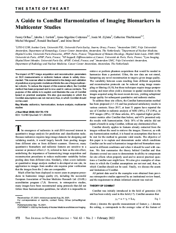 (PDF) A Guide to ComBat Harmonization of Imaging Biomarkers in ...