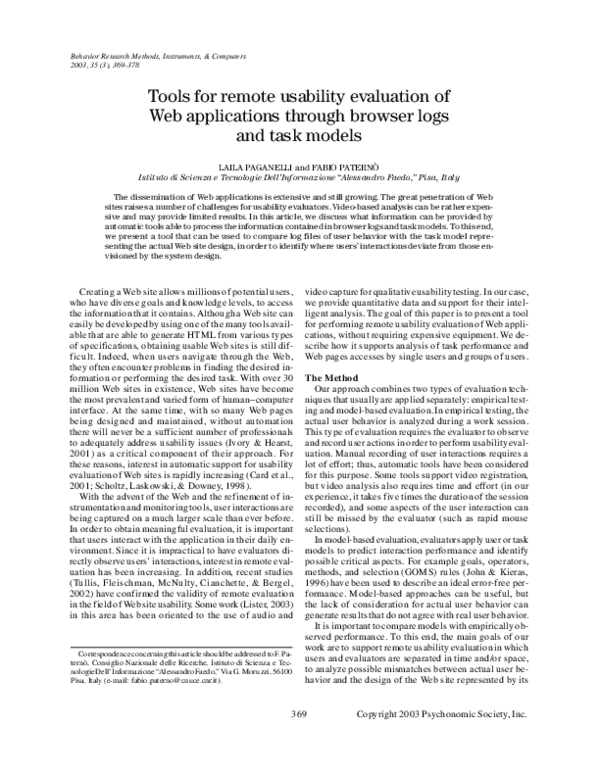 (PDF) Tools for remote usability evaluation of Web applications through ...