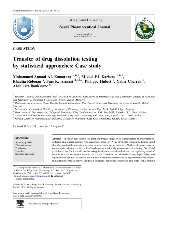(PDF) Transfer of drug dissolution testing by statistical approaches ...