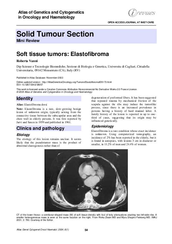 (PDF) Soft tissue tumors: Elastofibroma