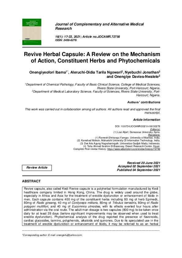 (PDF) Revive Herbal Capsule: A Review on the Mechanism of Action ...