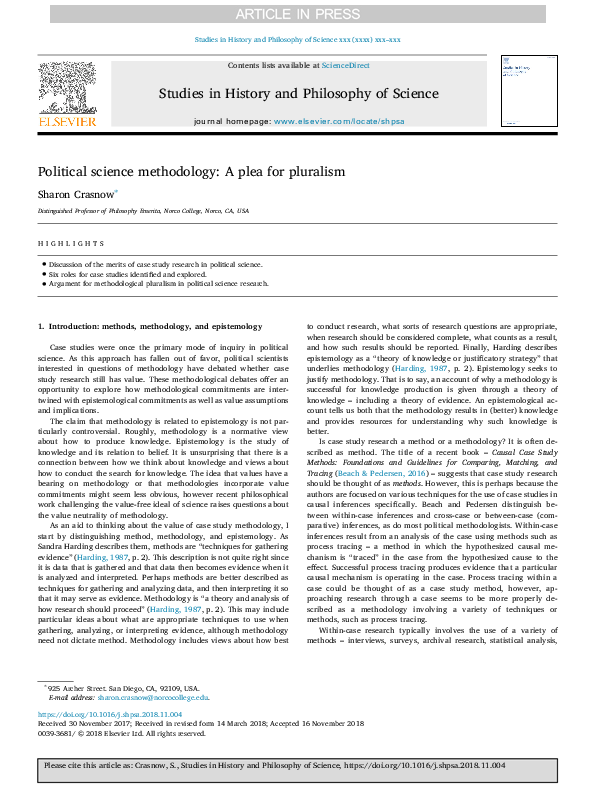 (PDF) Political science methodology: A plea for pluralism