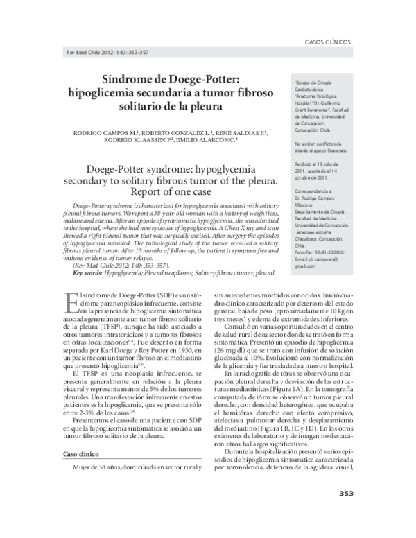 (PDF) Síndrome de Doege-Potter: hipoglicemia secundaria a tumor fibroso ...
