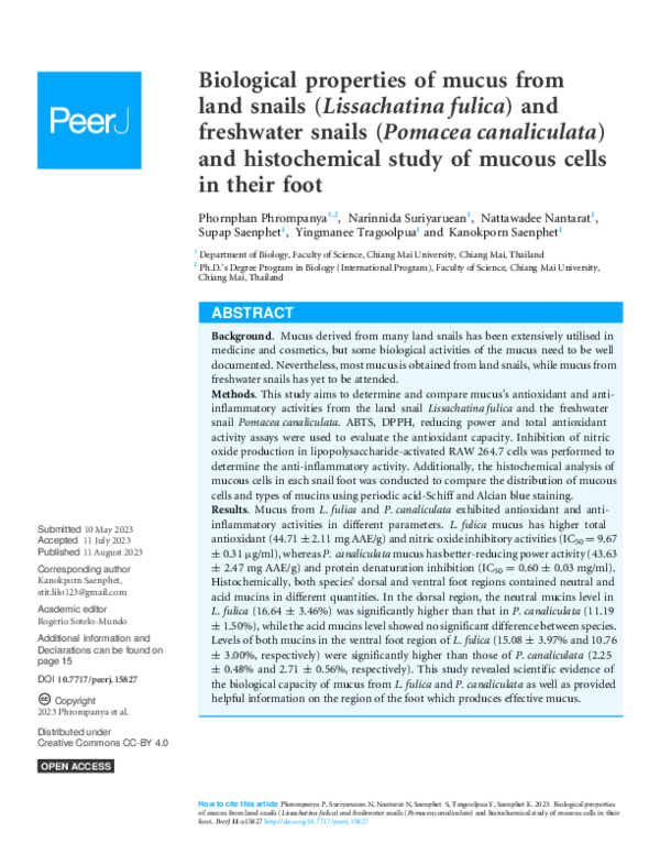 (PDF) Biological properties of mucus from land snails (Lissachatina ...