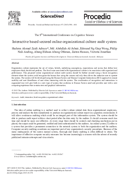 (PDF) Interactive based Secured Online Organizational Culture Audit ...