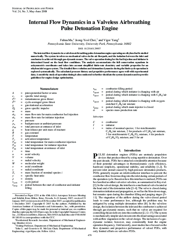 (PDF) Internal Flow Dynamics in a Valveless Airbreathing Pulse ...
