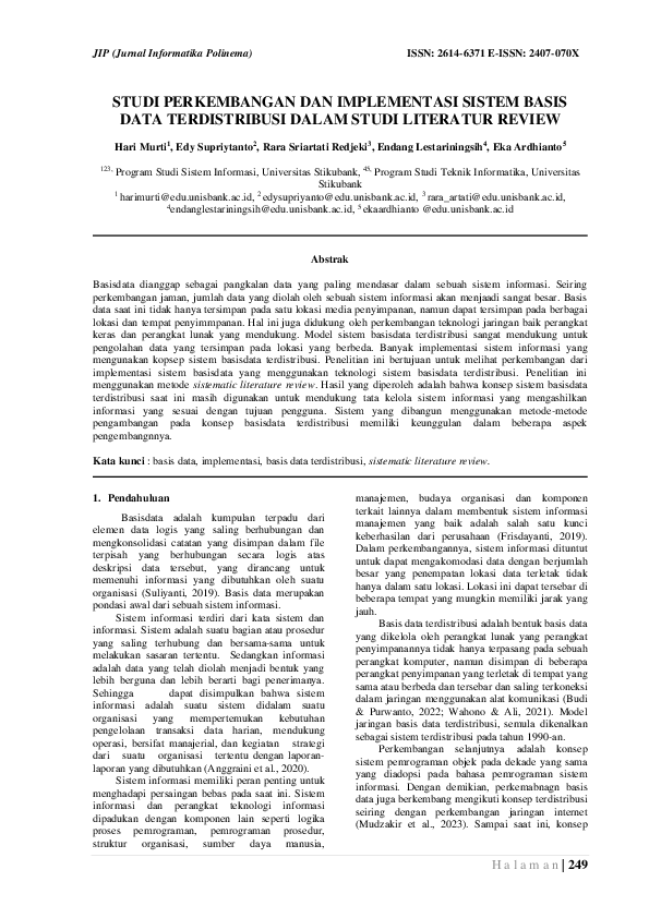 (PDF) Studi Perkembangan dan Implementasi Sistem Basis Data ...
