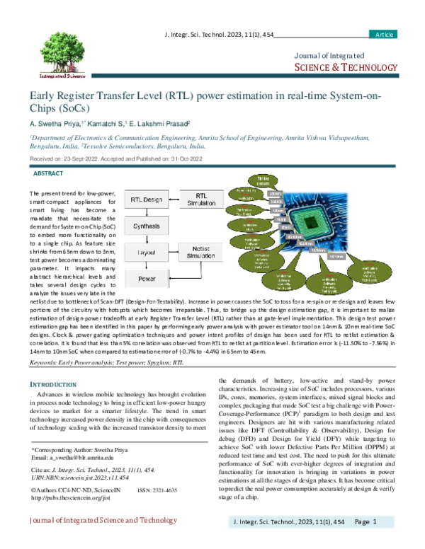 (PDF) Early Register Transfer Level (RTL) power estimation in real time ...