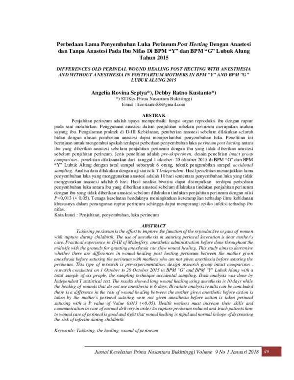 (PDF) Differences Old Perineal Wound Healing Post Hecting with ...