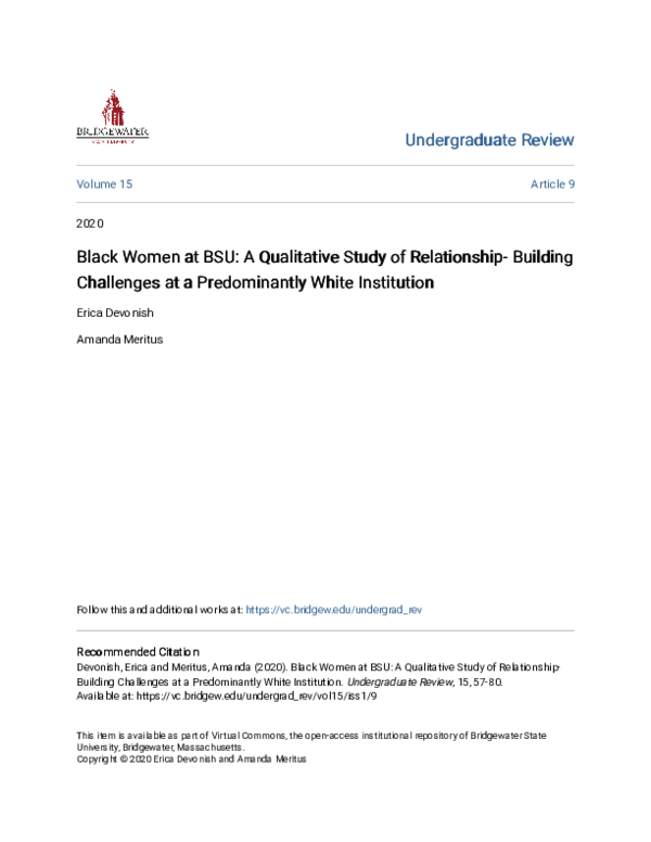 (PDF) Black Women at BSU: A Qualitative Study of Relationship- Building ...