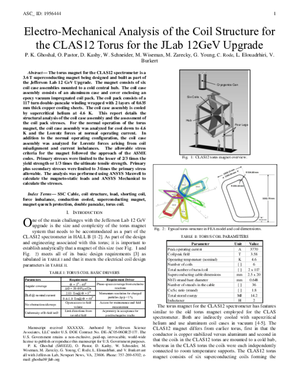 (PDF) CLAS12 Torus Magnet: Electromagnetic & Structural Analysis