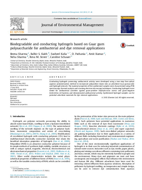 (PDF) Biodegradable and conducting hydrogels based on Guar gum ...