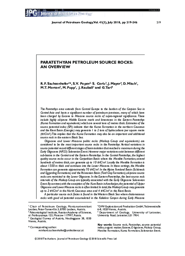 (PDF) Paratethyan Petroleum Source Rocks: An Overview