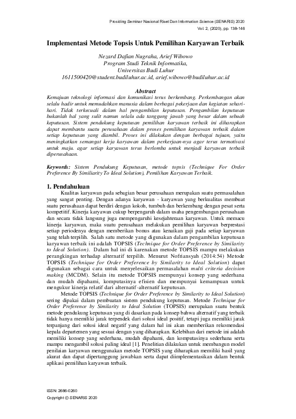 (PDF) Implementasi Metode Topsis Untuk Pemilihan Karyawan Terbaik