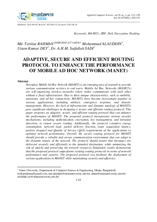 (PDF) Adaptive Secure and Efficient Routing Protocol for Enhance the Performance of Mobile Ad ...