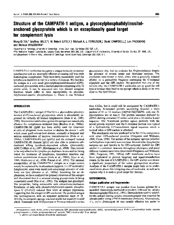 (PDF) Structure of the CAMPATH-1 antigen, a ...