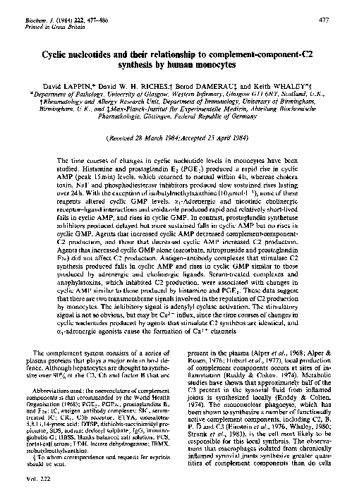 (PDF) Cyclic nucleotides and their relationship to complement-component-C2 synthesis by human ...
