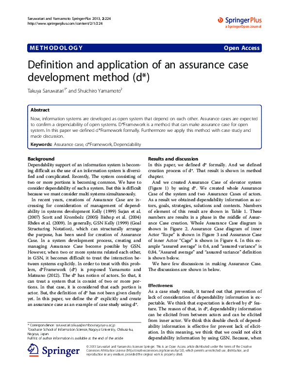 (PDF) Definition and application of an assurance case development ...