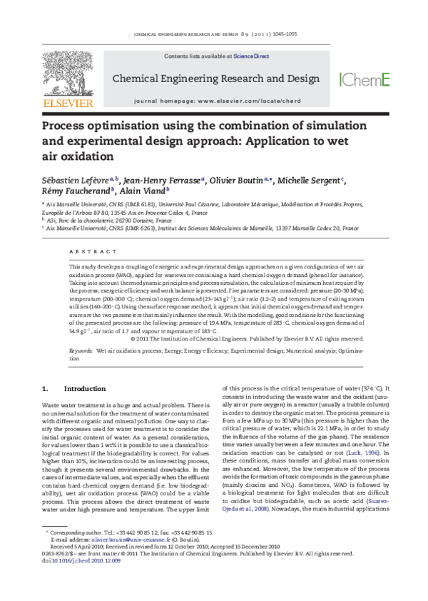 (PDF) Process optimisation using the combination of simulation and experimental design approach ...