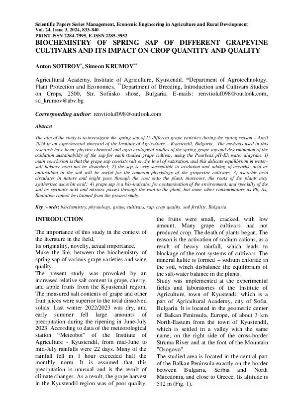 (PDF) BIOCHEMISTRY OF SPRING SAP OF DIFFERENT GRAPEVINE