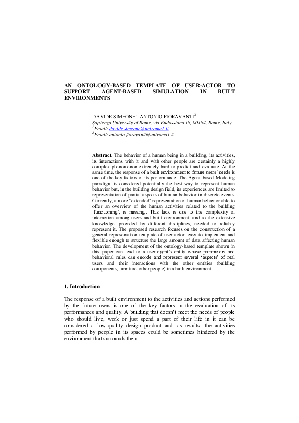 (PDF) An ontology-based template of user-actor to support agent-based simulation in built ...