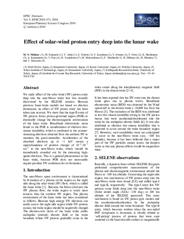 (PDF) Effect of solar-wind proton entry deep into the lunar wake