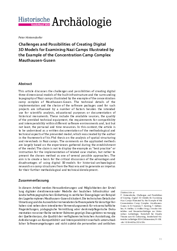 (PDF) Challenges and Possibilities of Creating Digital 3D Models for ...