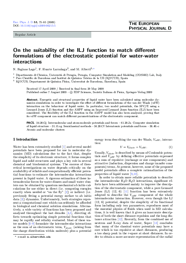 (PDF) On the suitability of the ILJ function to match different ...