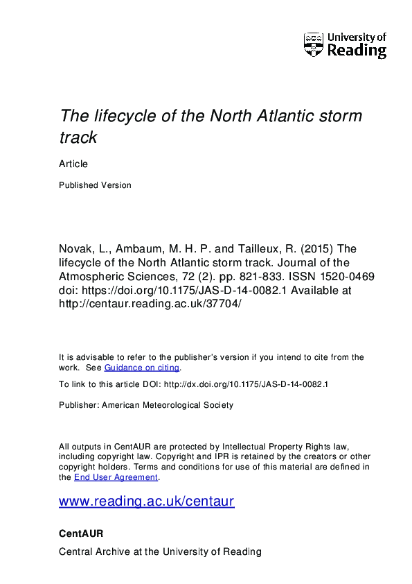 (PDF) The Life Cycle of the North Atlantic Storm Track*