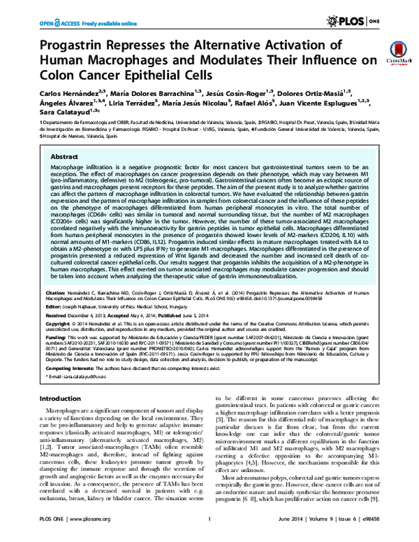 (PDF) Progastrin's Role in Human Macrophage Activation and Colon Cancer
