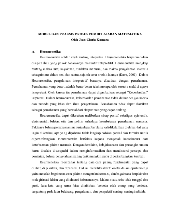 (PDF) MODEL DAN PRAKSIS PBM MATEMATIKA