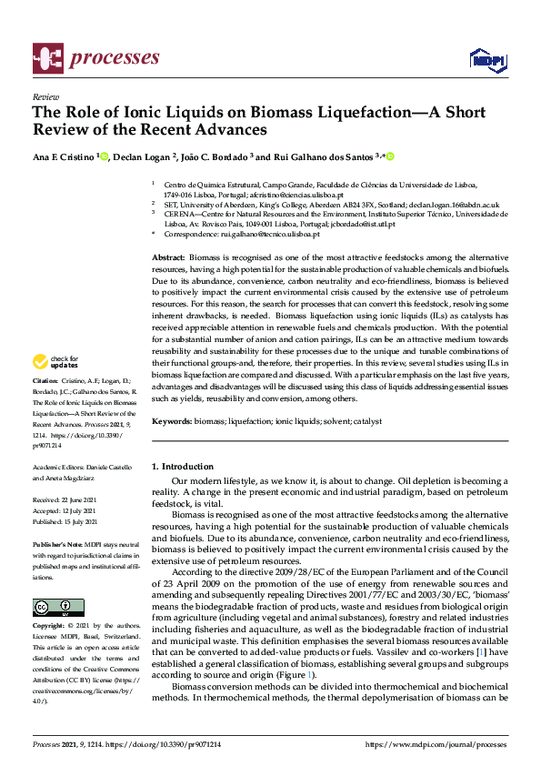 (PDF) The Role of Ionic Liquids on Biomass Liquefaction—A Short Review ...
