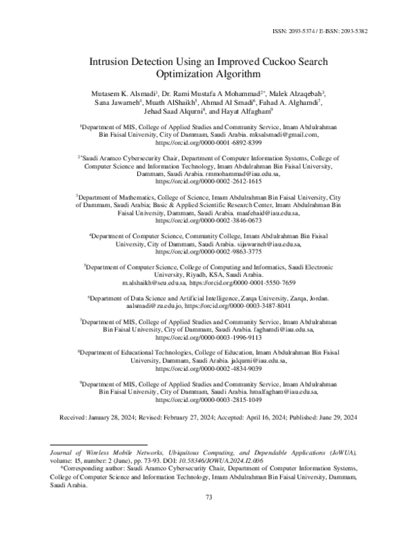 (PDF) Intrusion Detection Using an Improved Cuckoo Search Optimization Algorithm