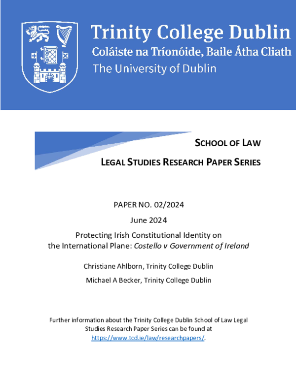 (PDF) Protecting Irish Constitutional Identity on the International ...