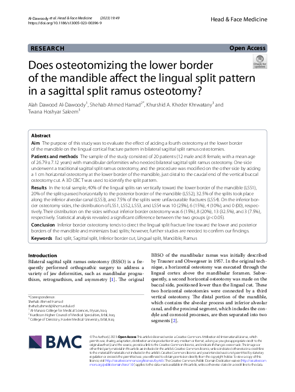 (PDF) Does osteotomizing the lower border of the mandible affect the ...