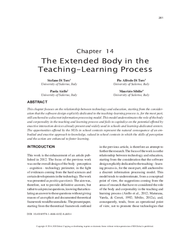 (PDF) The Extended Body in the Teaching-Learning Process