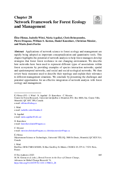 (PDF) Network Framework for Forest Ecology and Management