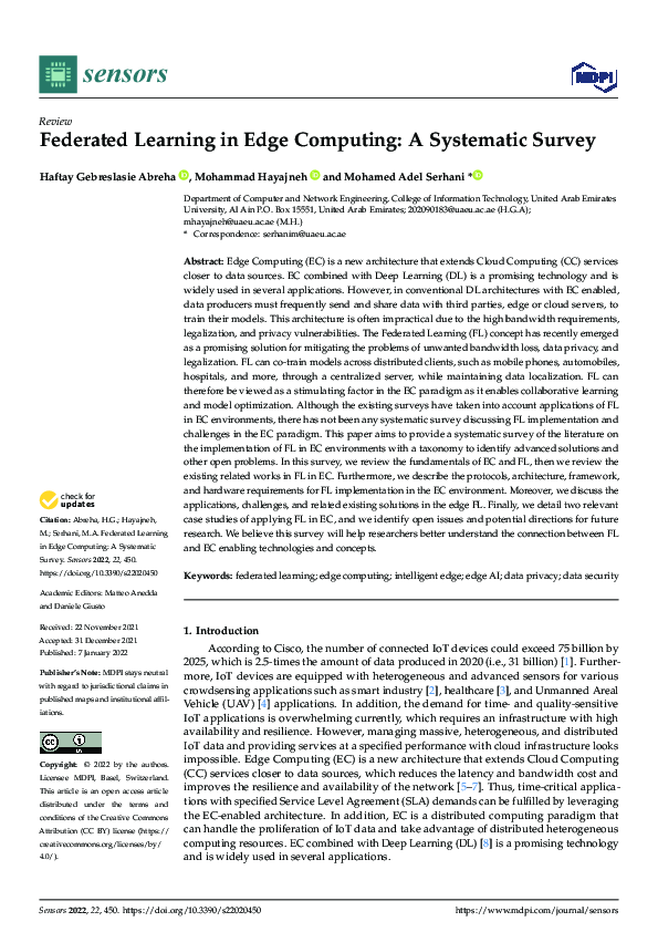 (PDF) Federated Learning in Edge Computing: A Systematic Survey