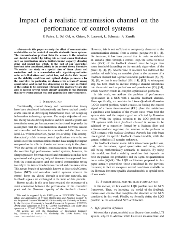 (PDF) Impact of a realistic transmission channel on the performance of ...