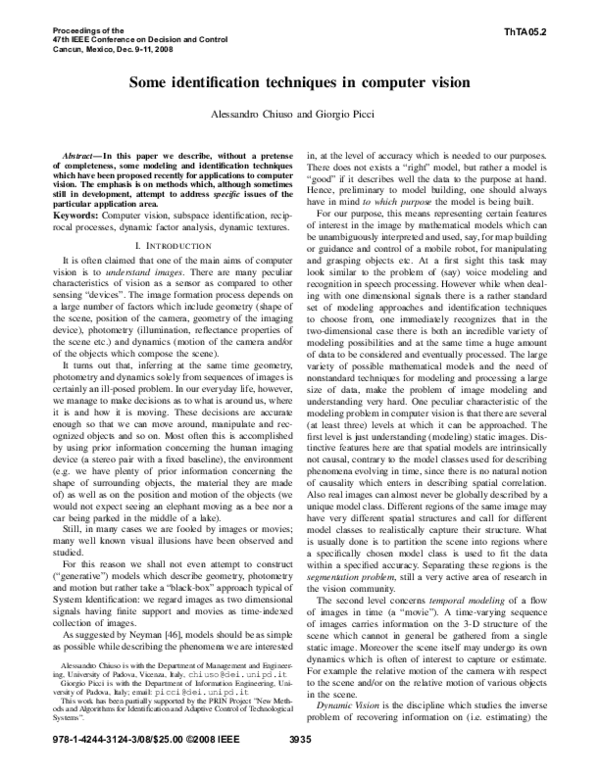 (PDF) Some identification techniques in computer vision