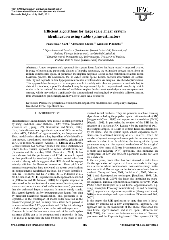 (PDF) Efficient algorithms for large scale linear system identification ...