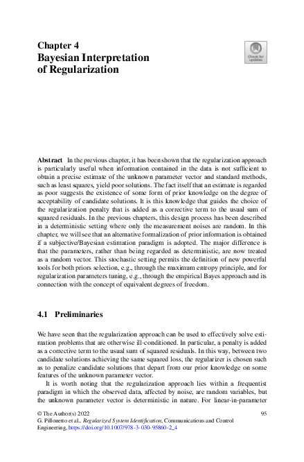(PDF) Bayesian Interpretation of Regularization